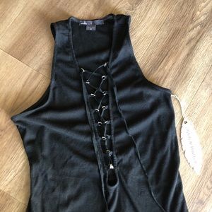 Maddy K | Tops | New Maddy K Black Lace Up Bodysuit | Poshmark